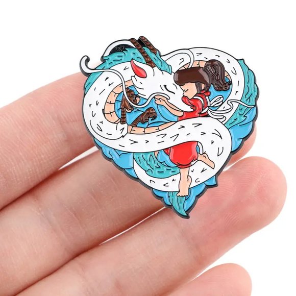 Boutique | Accessories | New Haku Dragon Heart Shaped Enamel Pin Ghibli ...